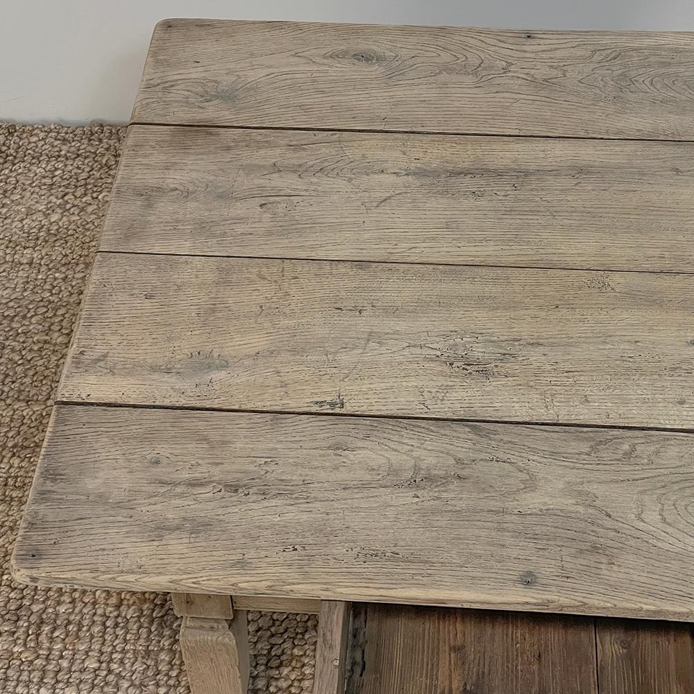 Antique Rustic European Stripped Oak Coffee Table For Sale at 1stDibs