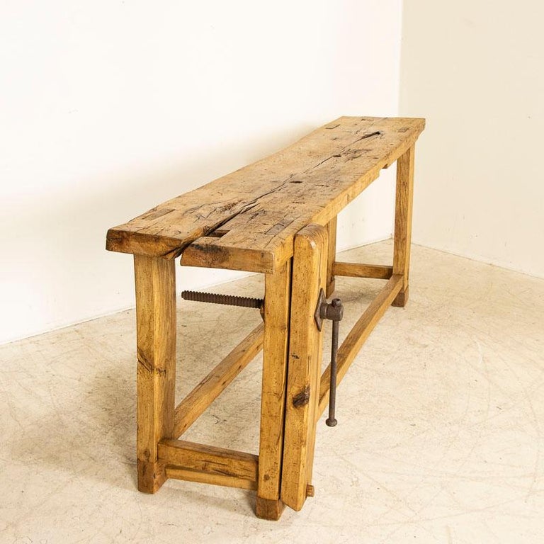 Antique Rustic French Carpenter's Work Table Workbench Console Table at 1stDibs