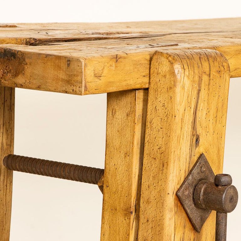 Antique Rustic French Carpenter's Work Table Workbench Console Table at ...