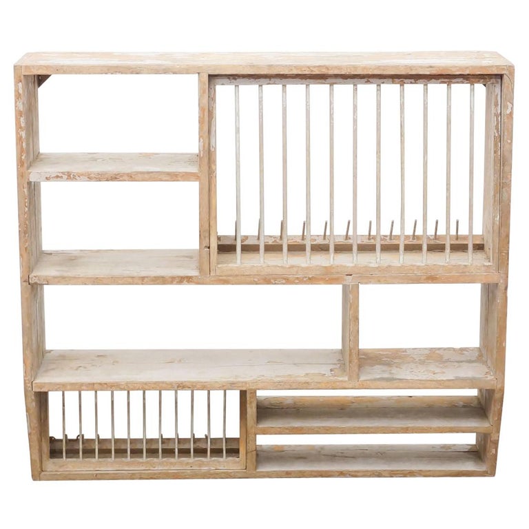 Antique Rustic French Dish Rack Cabinet, circa 1930 at 1stDibs