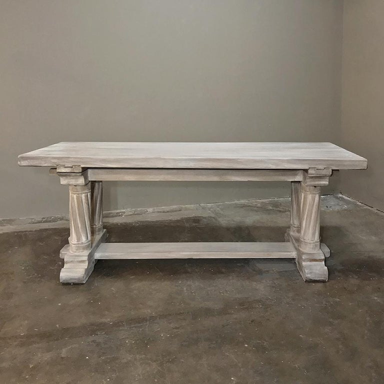 Antique Rustic Gothic Whitewashed Oak Dining Table For Sale at 1stDibs ...