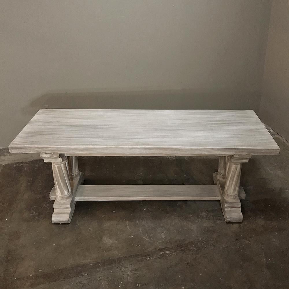 Antique Rustic Gothic Whitewashed Oak Dining Table For Sale at 1stDibs ...