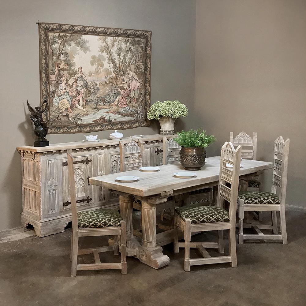 Antique Rustic Gothic Whitewashed Oak Dining Table For Sale at 1stDibs ...