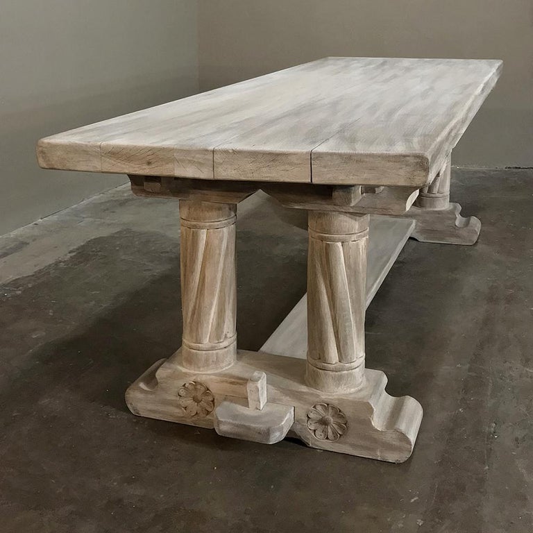 Antique Rustic Gothic Whitewashed Oak Dining Table For Sale at 1stDibs ...