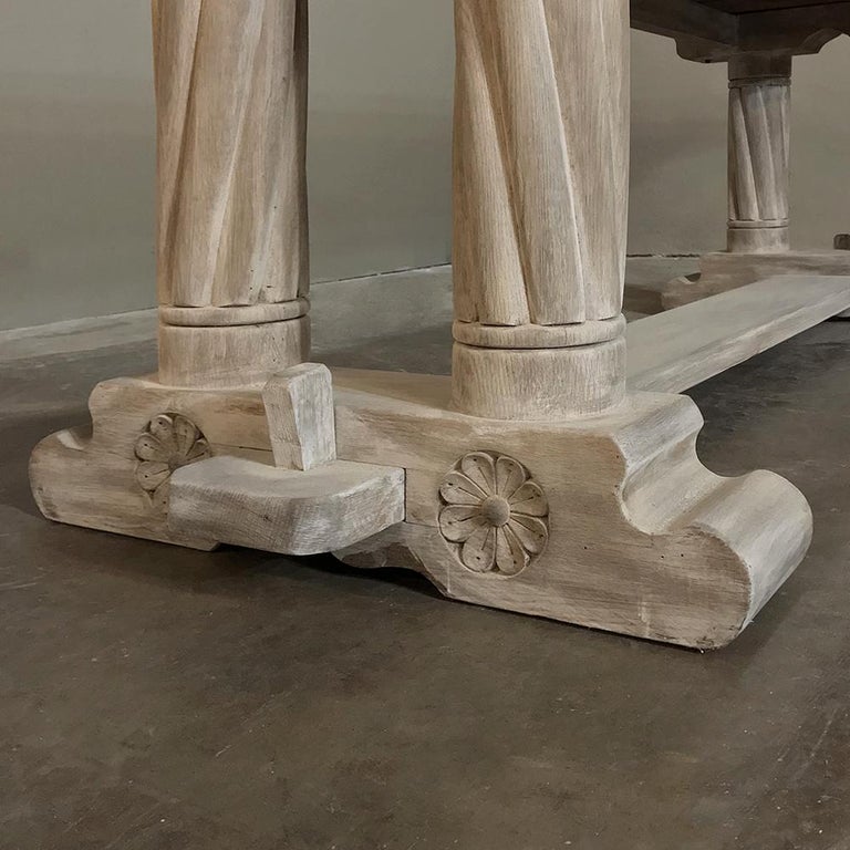 Antique Rustic Gothic Whitewashed Oak Dining Table For Sale at 1stDibs ...
