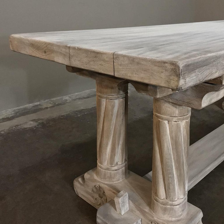Antique Rustic Gothic Whitewashed Oak Dining Table For Sale at 1stDibs ...