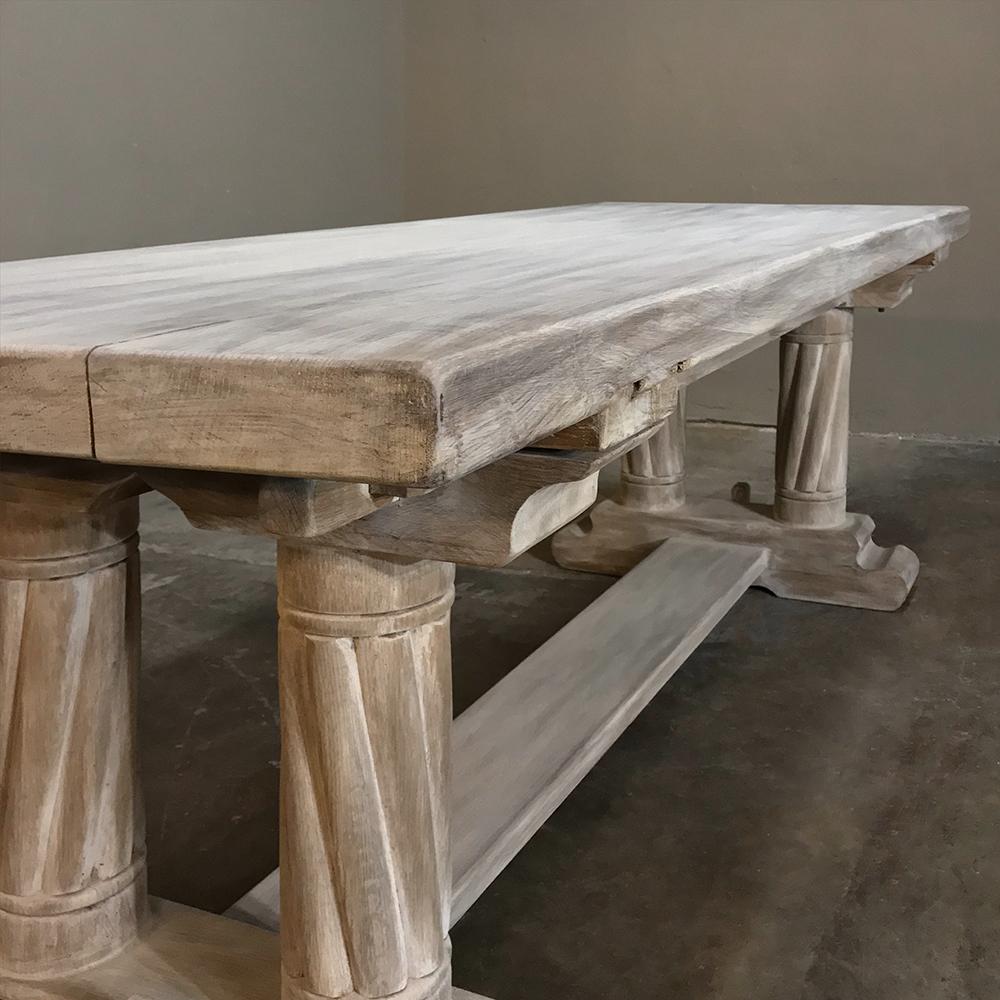 Antique Rustic Gothic Whitewashed Oak Dining Table For Sale at 1stDibs ...
