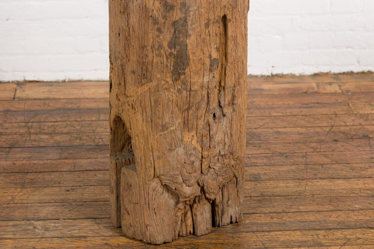 Antique Rustic Hand Carved 19th Century Northern Thai Cylindrical Pole ...