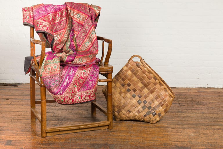 Antique Rustic Hand Woven Karagumoy Filipino Two Toned Grain Basket For ...