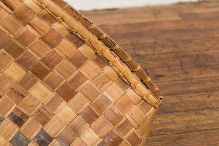 Antique Rustic Hand Woven Karagumoy Filipino Two Toned Grain Basket For ...