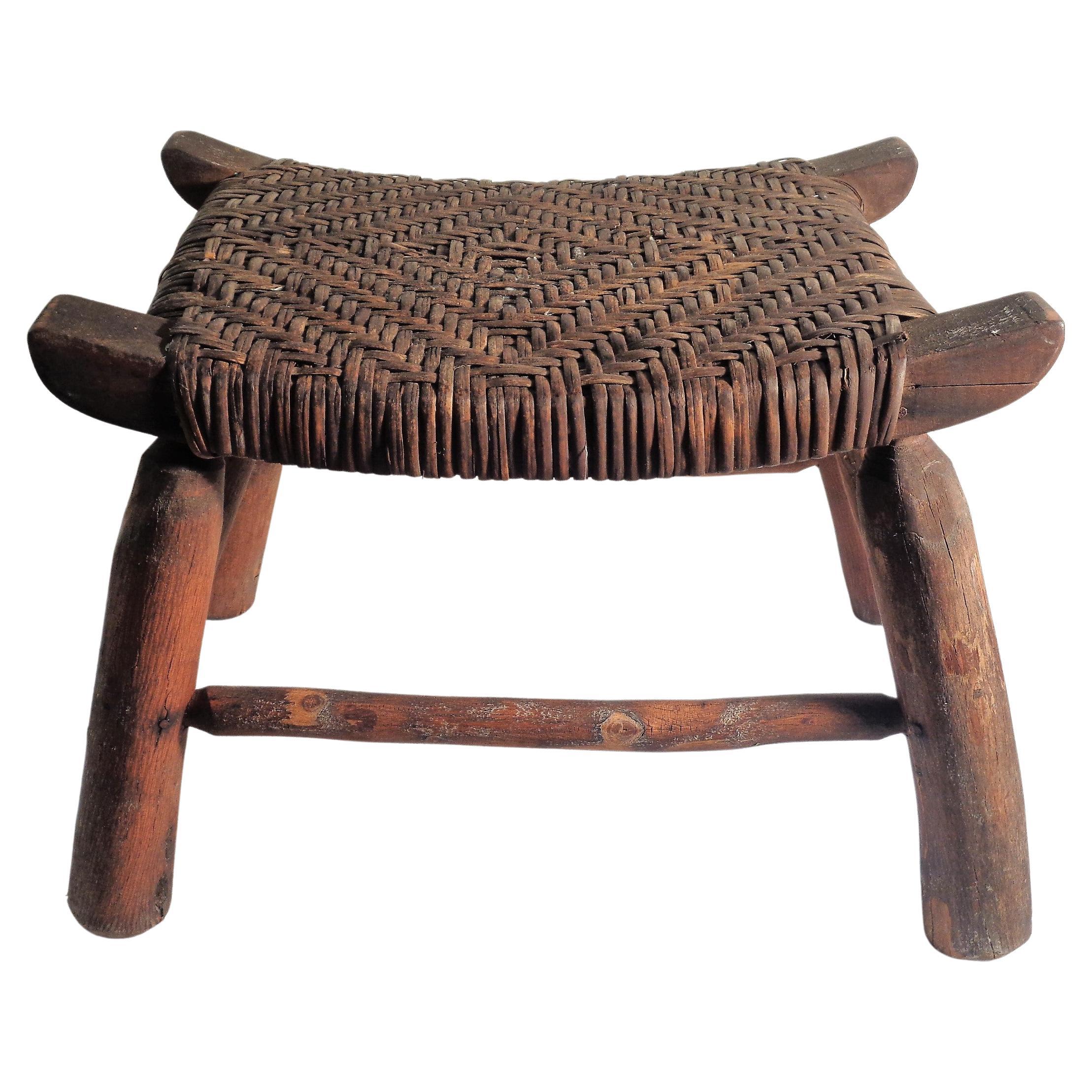 Antique Rustic Old Hickory Footstool at 1stDibs