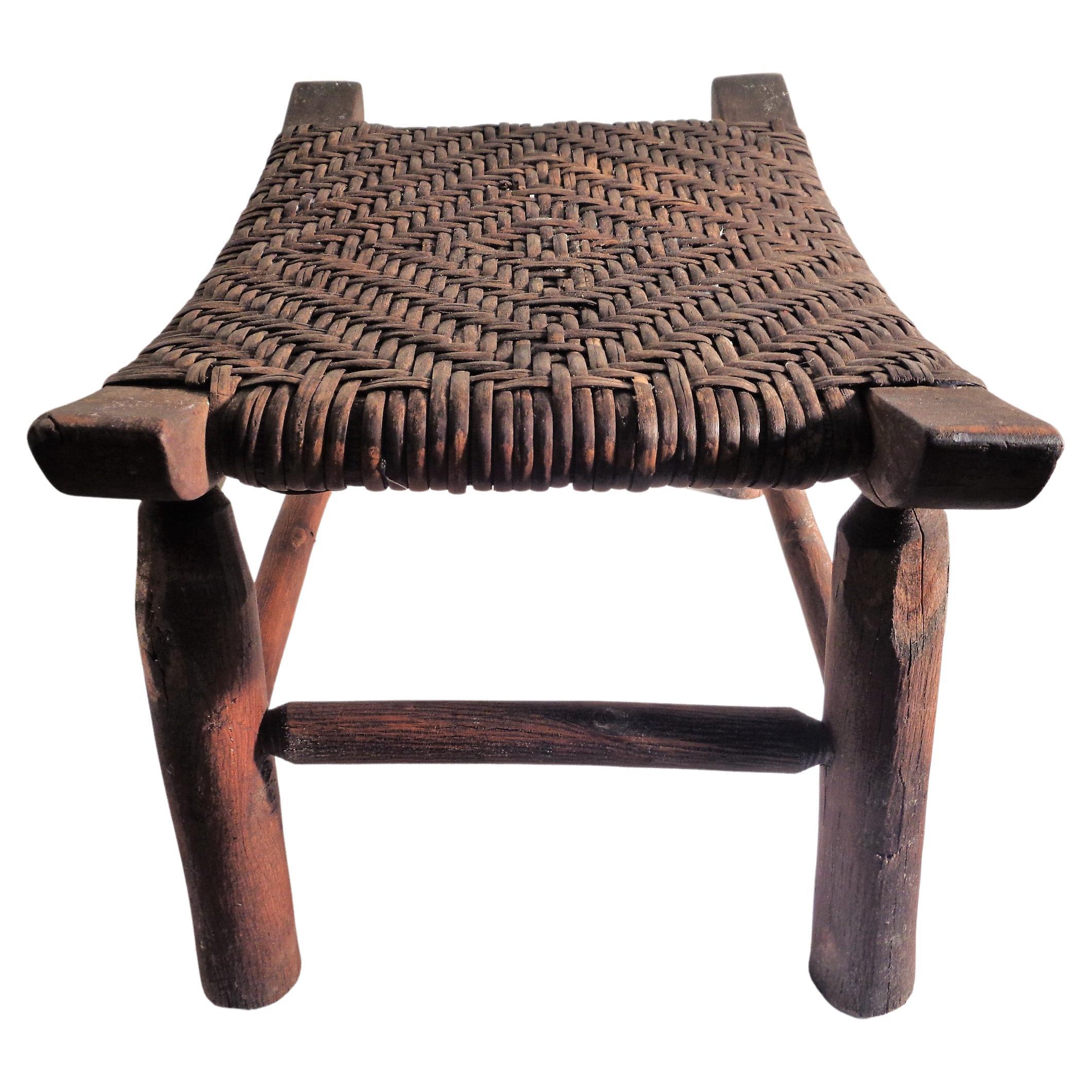 Antique Rustic Old Hickory Footstool For Sale at 1stDibs