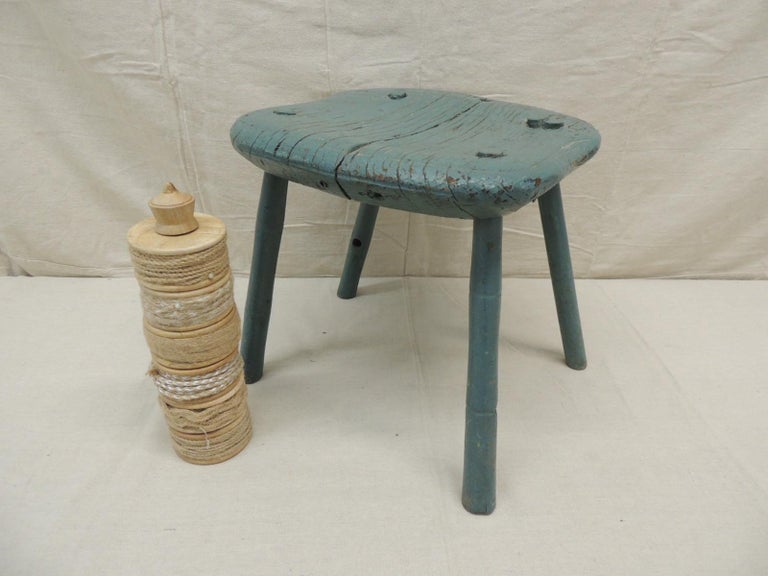 Antique Rustic Painted Stool For Sale at 1stDibs | painted stools for ...