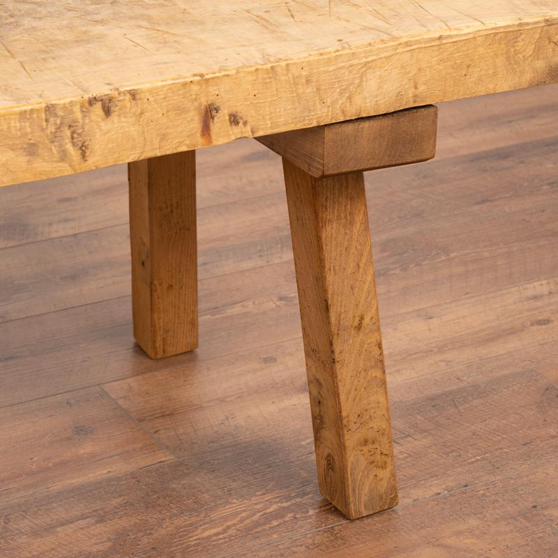 Antique Rustic Slab Wood Coffee Table with Splay Legs at 1stDibs