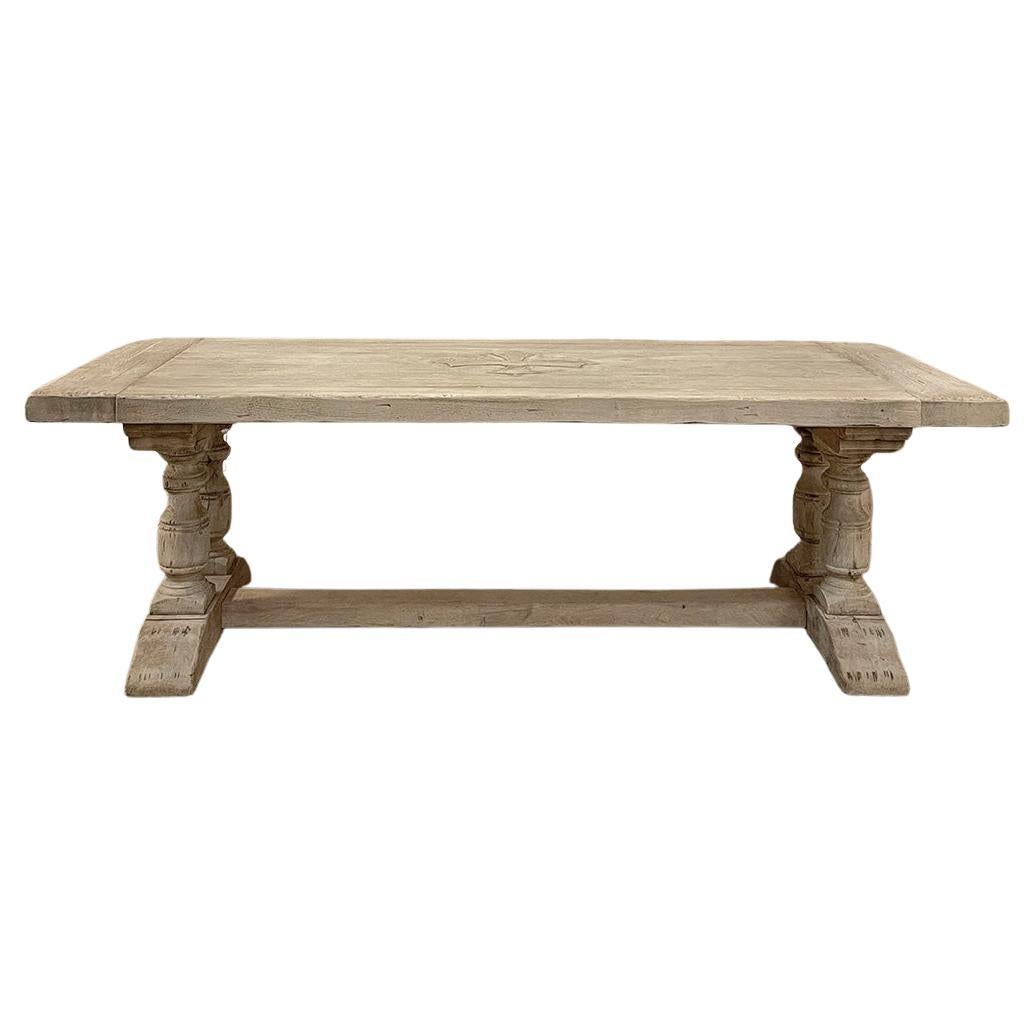 Antique Rustic Italian Style Trestle Farm Table For Sale at 1stDibs