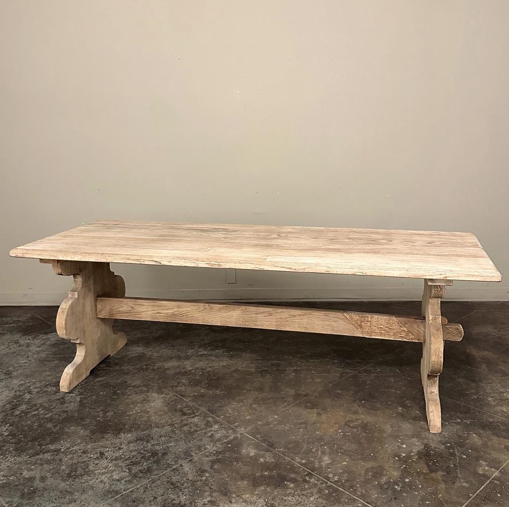 Antique Rustic Trestle Table in Stripped Oak For Sale at 1stDibs