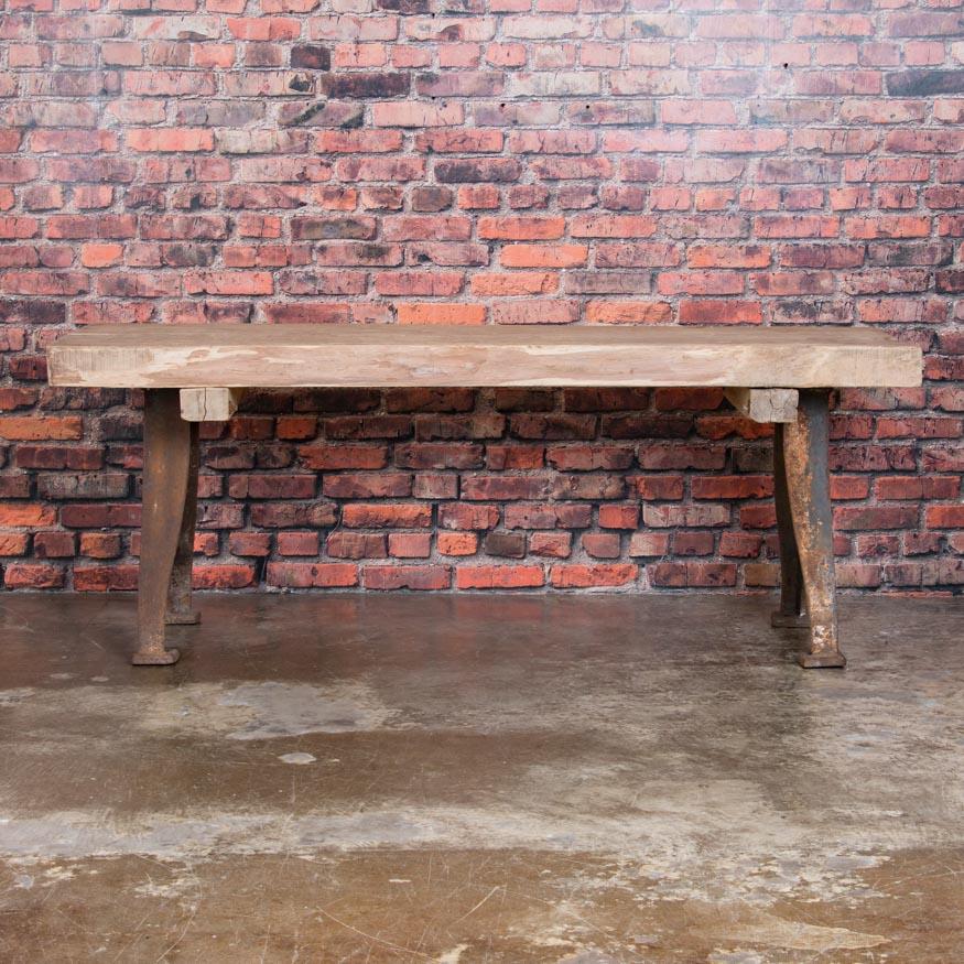Antique Rustic Wood Console Table with Industrial Cast Iron Legs at 1stDibs