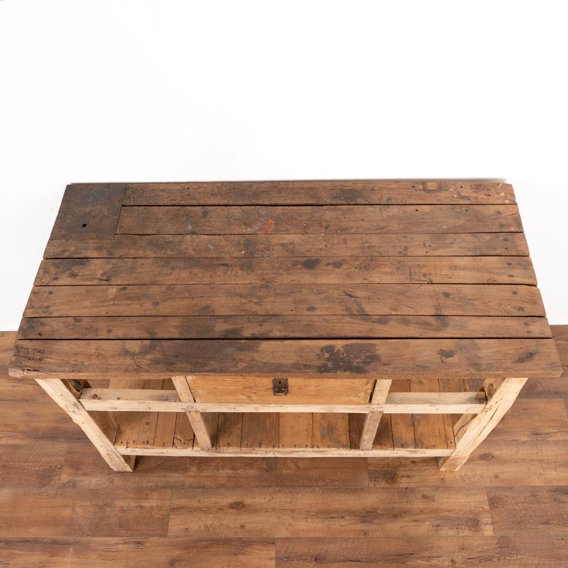 Antique Rustic Work Table Small Kitchen Island With Drawer and Shelf at ...