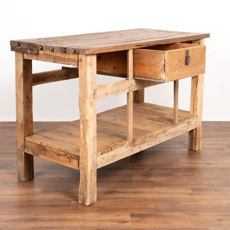 Antique Rustic Work Table Small Kitchen Island With Drawer and Shelf at ...