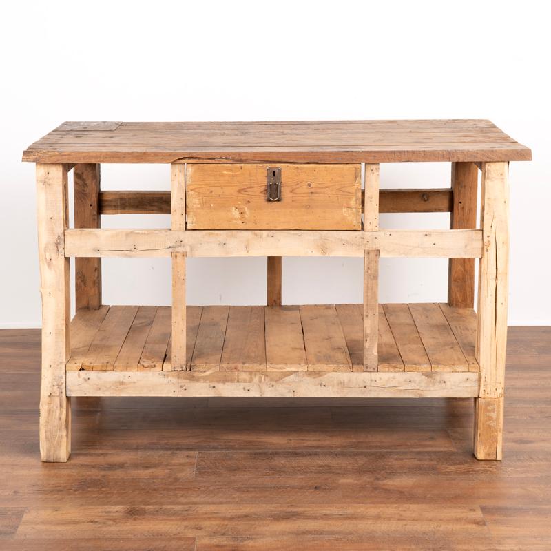 Antique Rustic Work Table Small Kitchen Island With Drawer and Shelf at ...