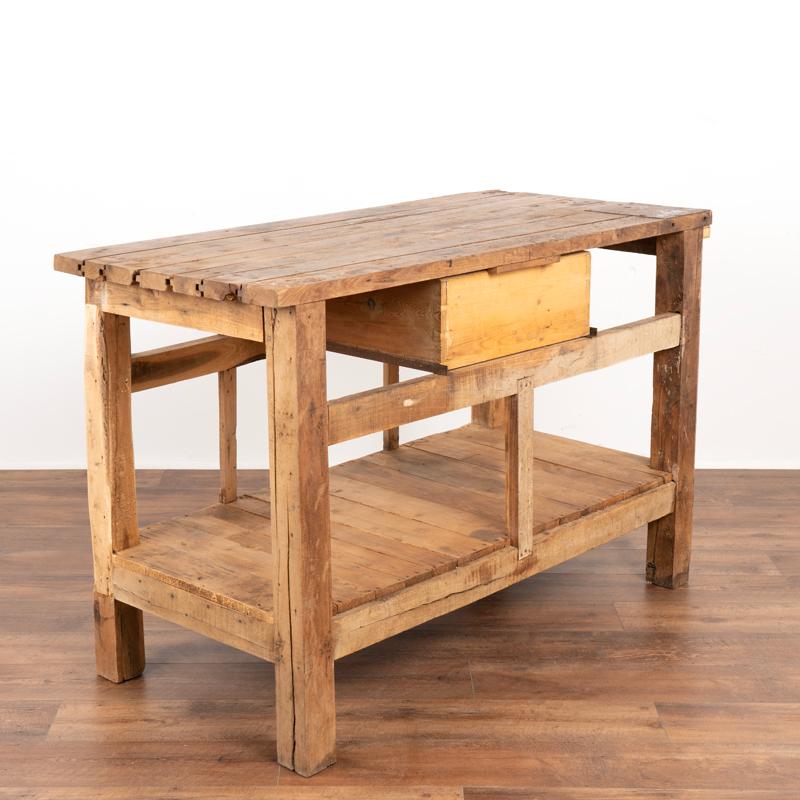 Antique Rustic Work Table Small Kitchen Island With Drawer and Shelf at ...