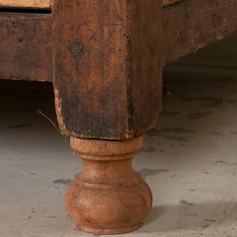 Antique Rustic Work Table with Drawer and Shelf, Good Small Island at ...