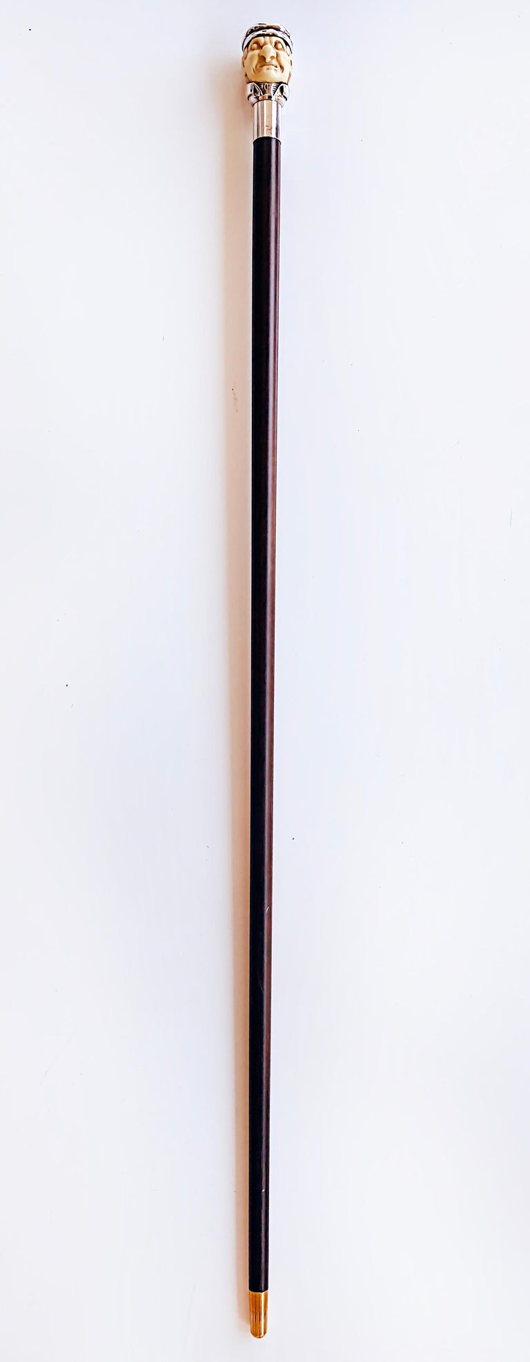 Mid-century Sailor Hallmarked Silver Walking Stick with Composite Head ...