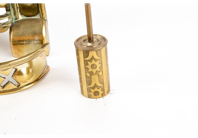 Antique Salesman Sample Set of a Brass Fire Box with Accessories at 1stDibs