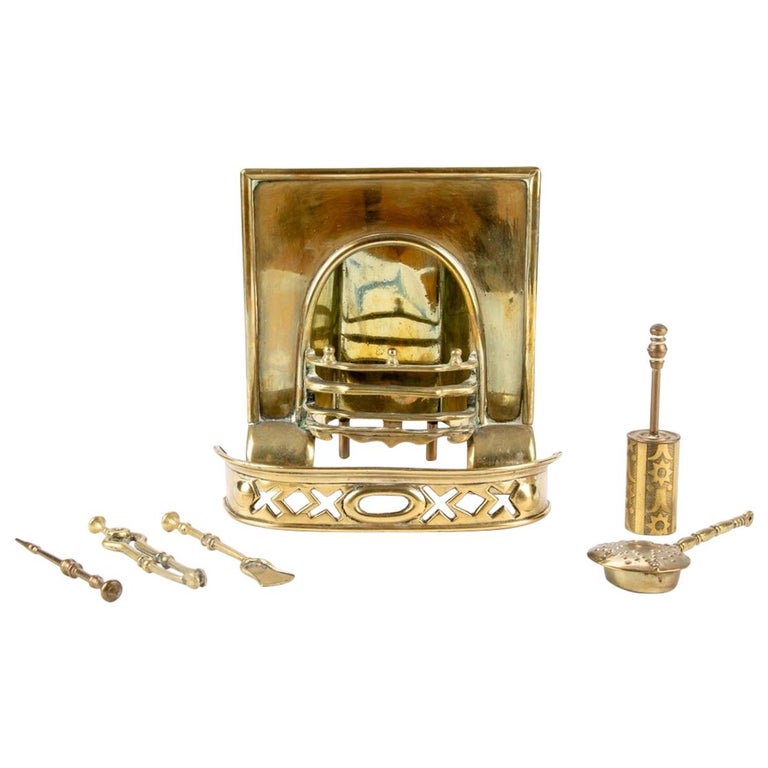 Antique Salesman Sample Set of a Brass Fire Box with Accessories at 1stDibs