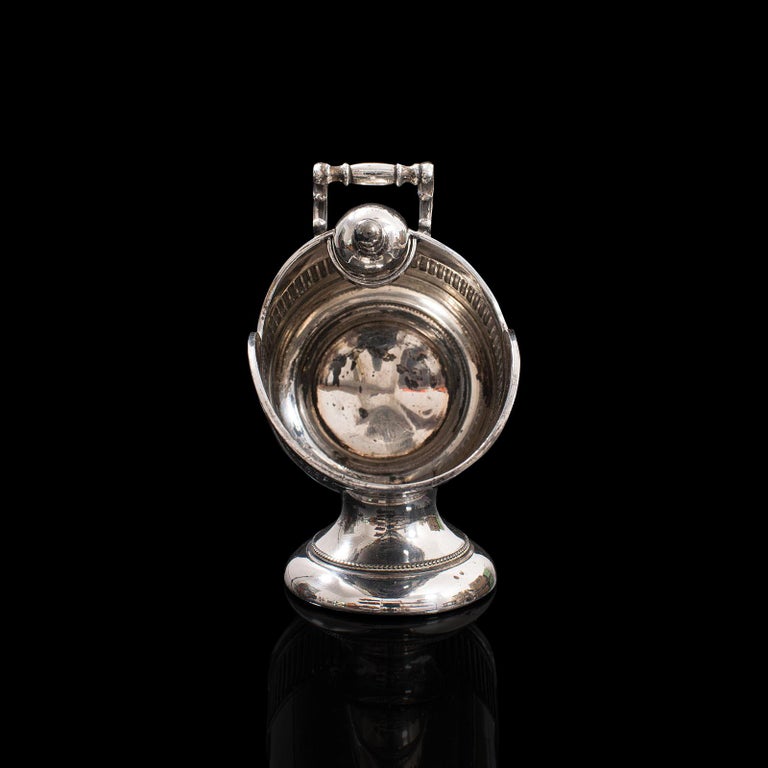 Antique Salt Cellar, English, Silver Plate, Server, Miniature Scuttle ...