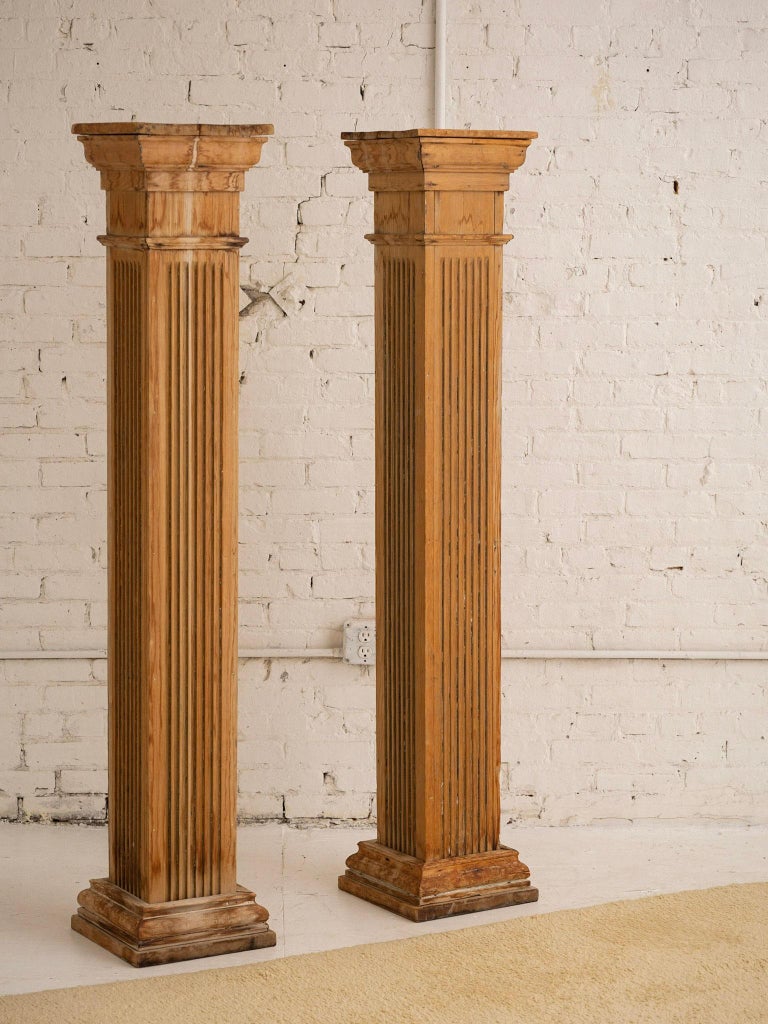 Antique Salvaged Architectural Wood Columns - a Pair For Sale at 1stDibs