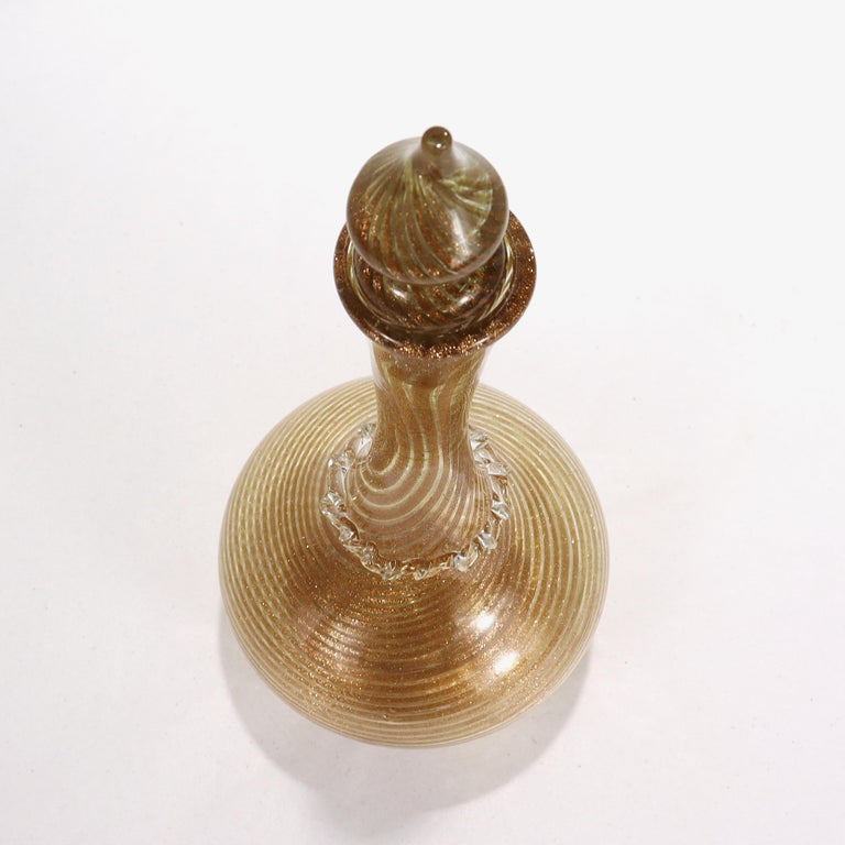 Antique Salviati Copper Aventurine Filigrana Venetian / Murano Glass ...