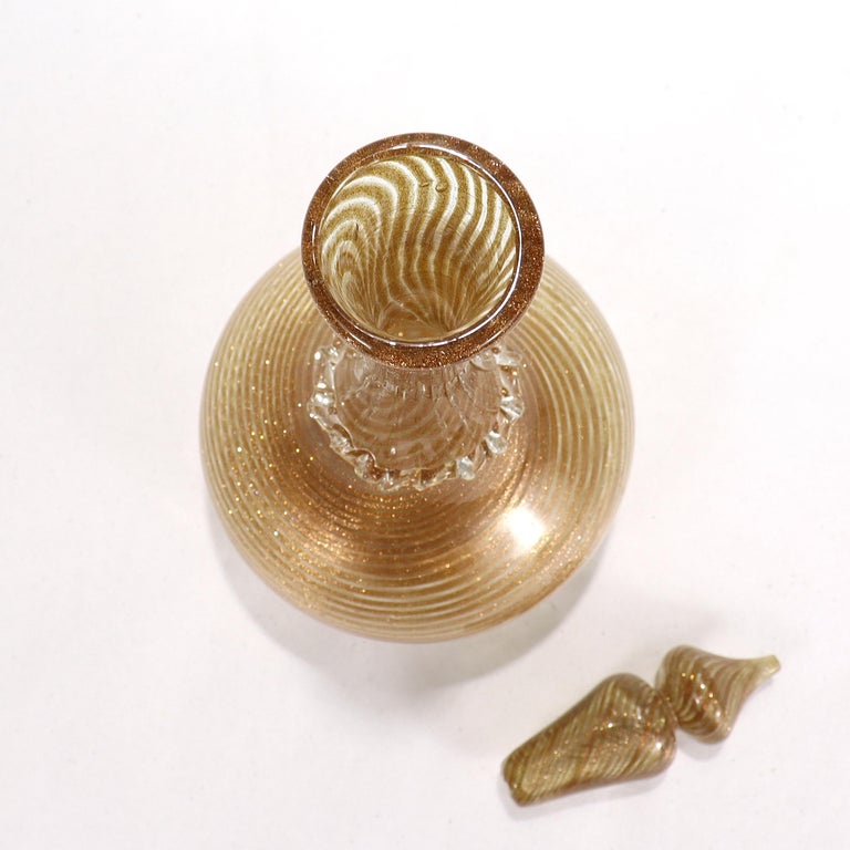 Antique Salviati Copper Aventurine Filigrana Venetian / Murano Glass ...