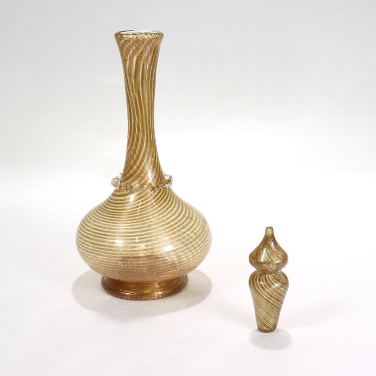 Antique Salviati Copper Aventurine Filigrana Venetian / Murano Glass ...