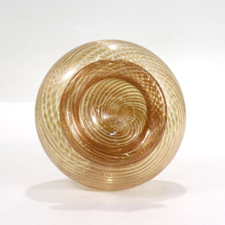 Antique Salviati Copper Aventurine Filigrana Venetian / Murano Glass ...