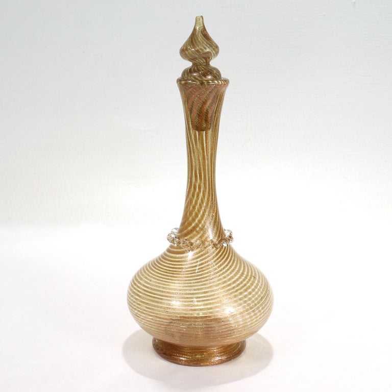 Antique Salviati Copper Aventurine Filigrana Venetian / Murano Glass ...