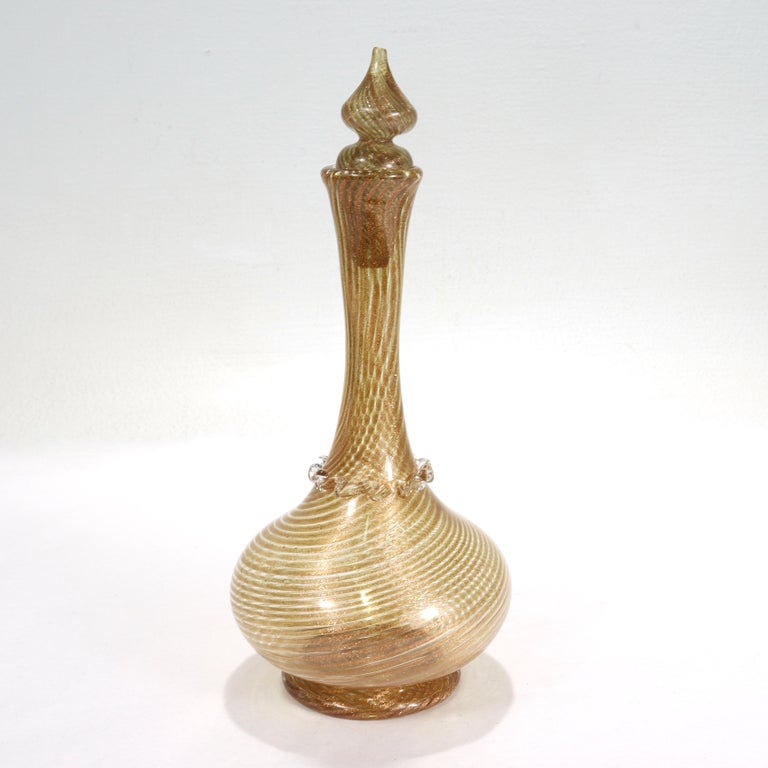 Antique Salviati Copper Aventurine Filigrana Venetian / Murano Glass ...