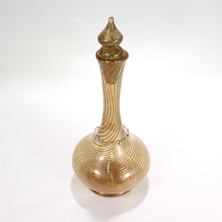 Antique Salviati Copper Aventurine Filigrana Venetian / Murano Glass ...