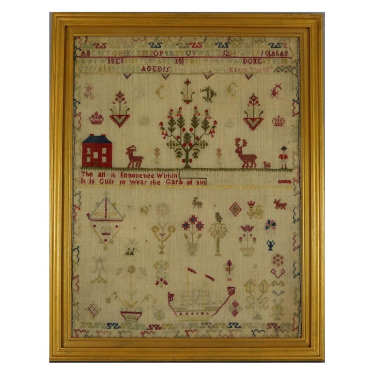Antique Sampler, 1799, by Anne Strong For Sale at 1stDibs