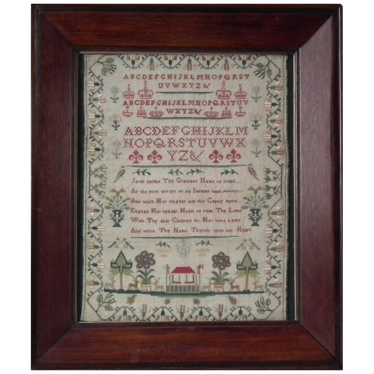 Antique Sampler, 1801 by Sally Phipps at 1stDibs