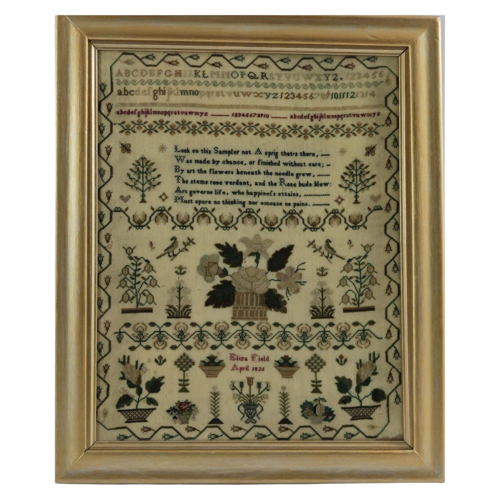 Rare Multiplication Table Needlework Sampler, England, 1816 at 1stDibs