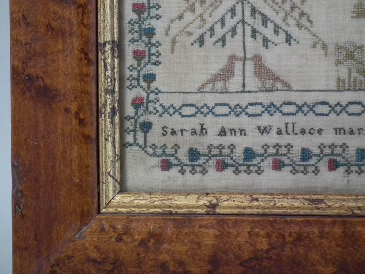 Antique Sampler, 1834, Sarah Ann Wallace, Nottingham at 1stDibs