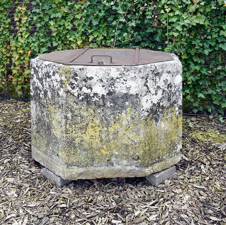 Antique Sandstone Well 18th Century with Iron Cover at 1stDibs