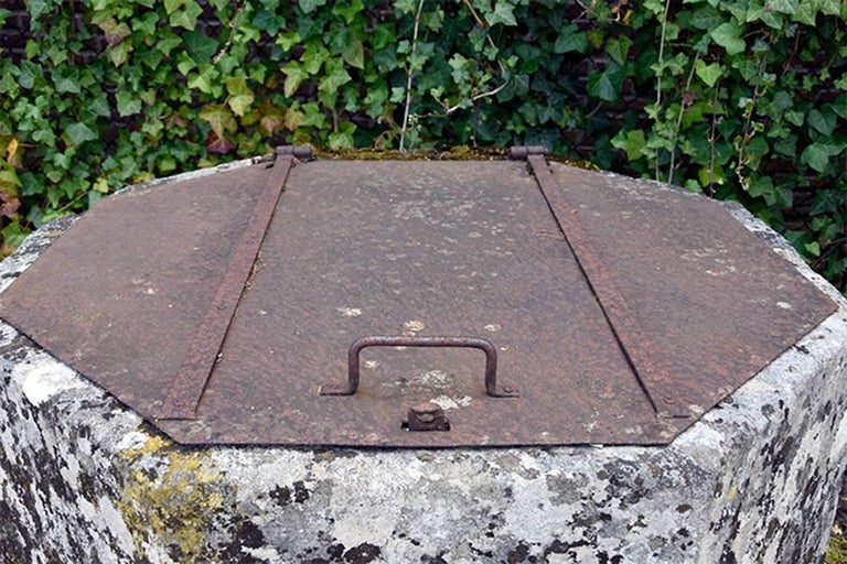 Antique Sandstone Well 18th Century with Iron Cover at 1stDibs