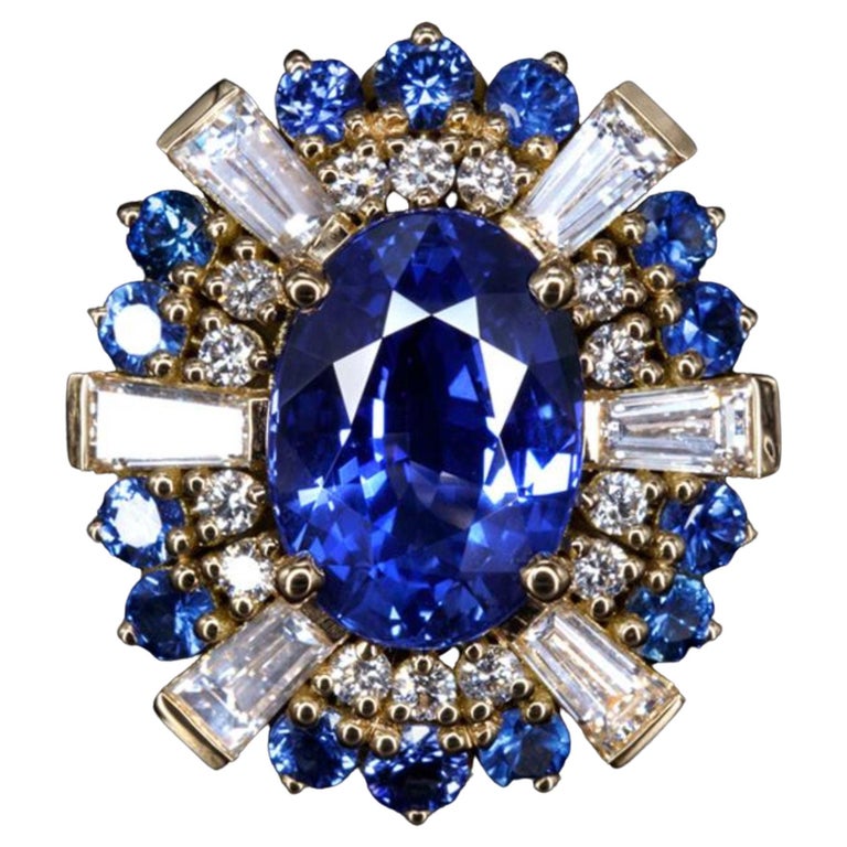 Customizable Antique Sapphire Cabochon Statement Ring, Sapphire and ...