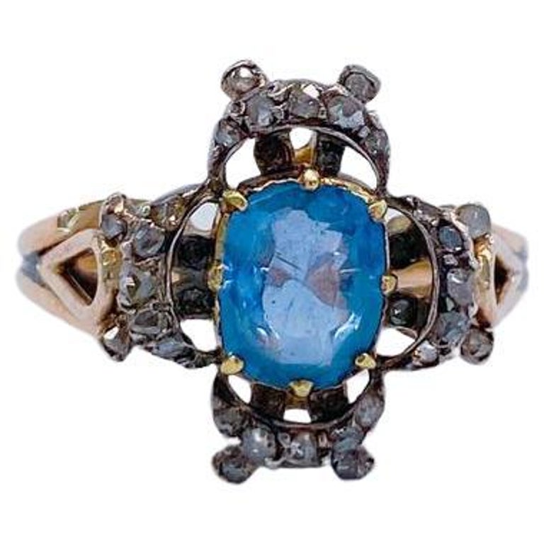 Antique Sapphire Solitare Ring For Sale at 1stDibs