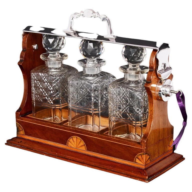 Antique Satin Wood and Silver-Plated Tantalus at 1stDibs