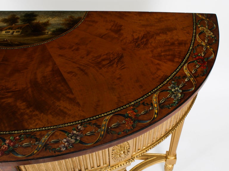 Antique Satinwood Hand Painted Demi-Lune Console Table 19th Century For ...