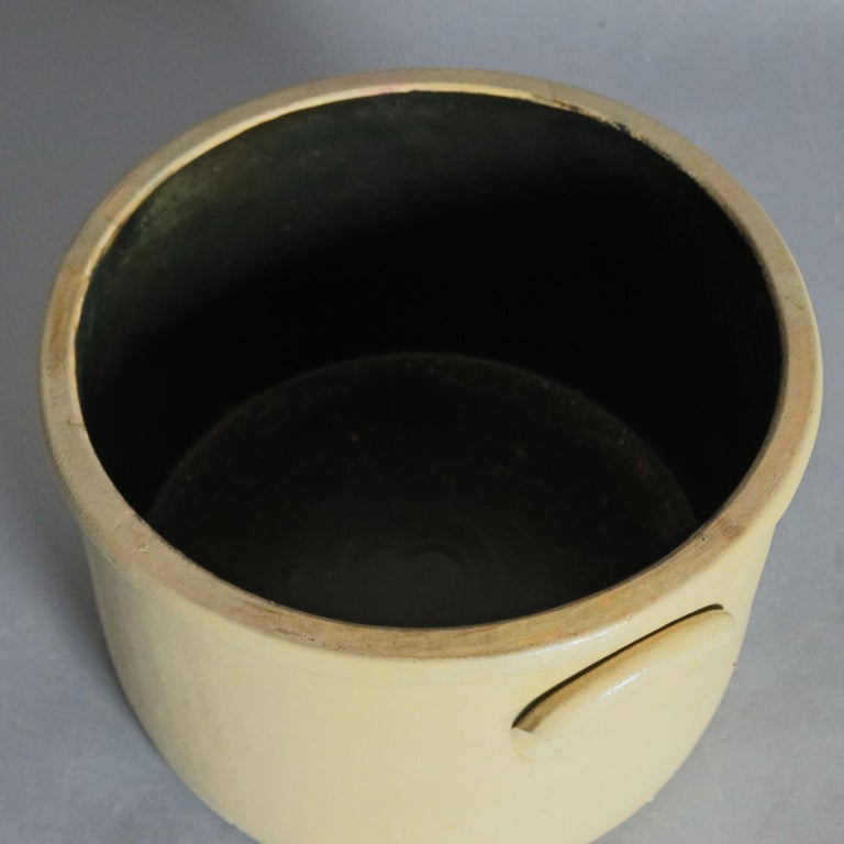 Antique Satterlee and Mory Blue Decorated 3-Gallon Cake Crock with Bird ...