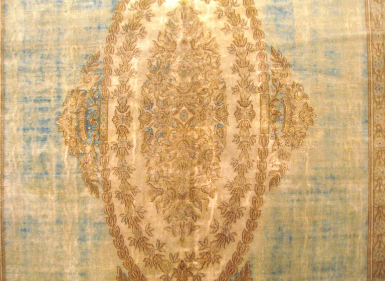 Antique Savonnerie Style Persian Kerman Oriental Rug, Distressed, w ...